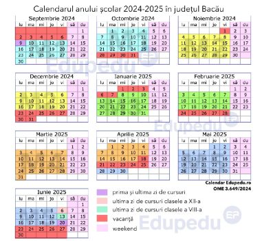 Calendarul anului scolar 2024-2025 pentru judetul Bacau. Cand incepe ...